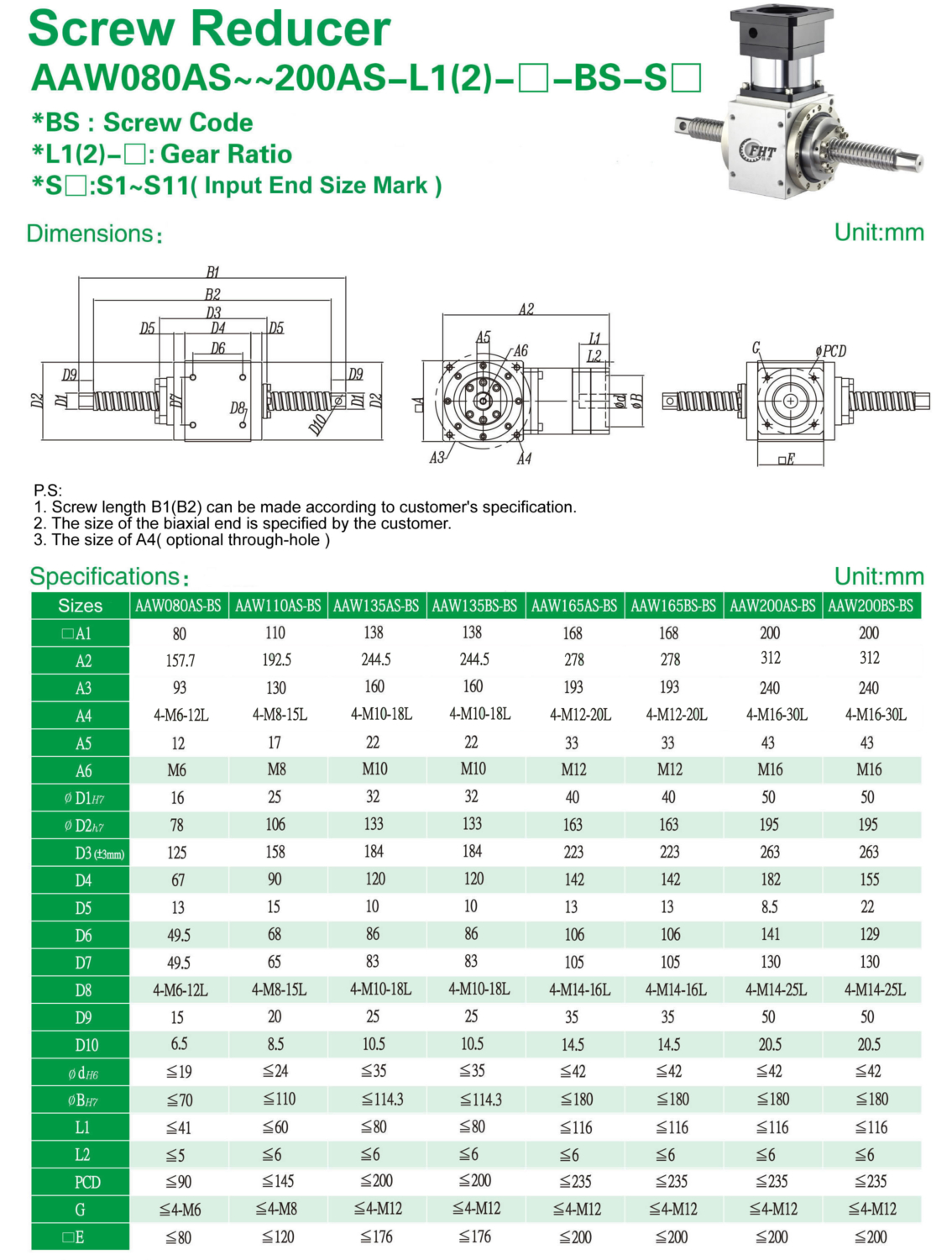 TQG AAW-BS screw reducer, right angle reducer, screw servo gearbox